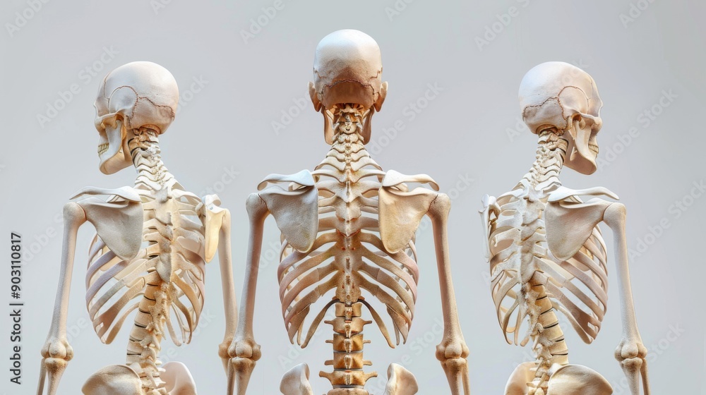An illustration of the human skeletal system, showing bones and joints ...