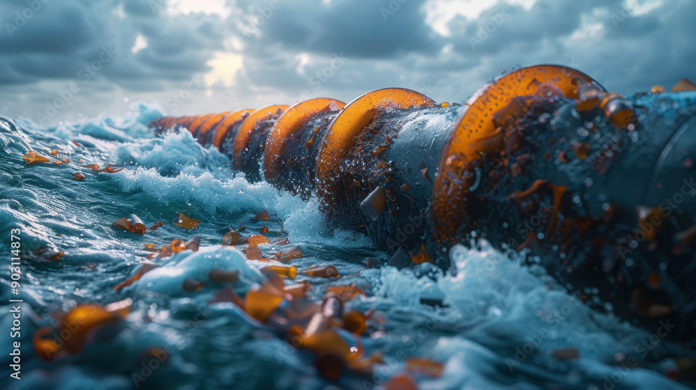 Logs floating in ocean currents, showcasing dynamic movement in an ...