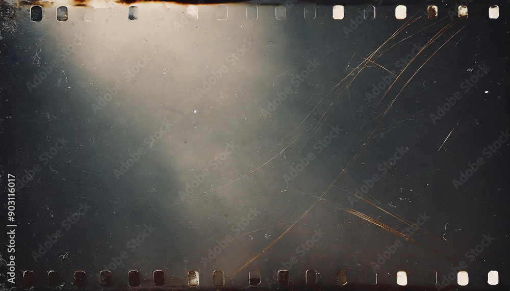 Vintage Scratched Film Strip with Light Leaks and Dust Particles ...