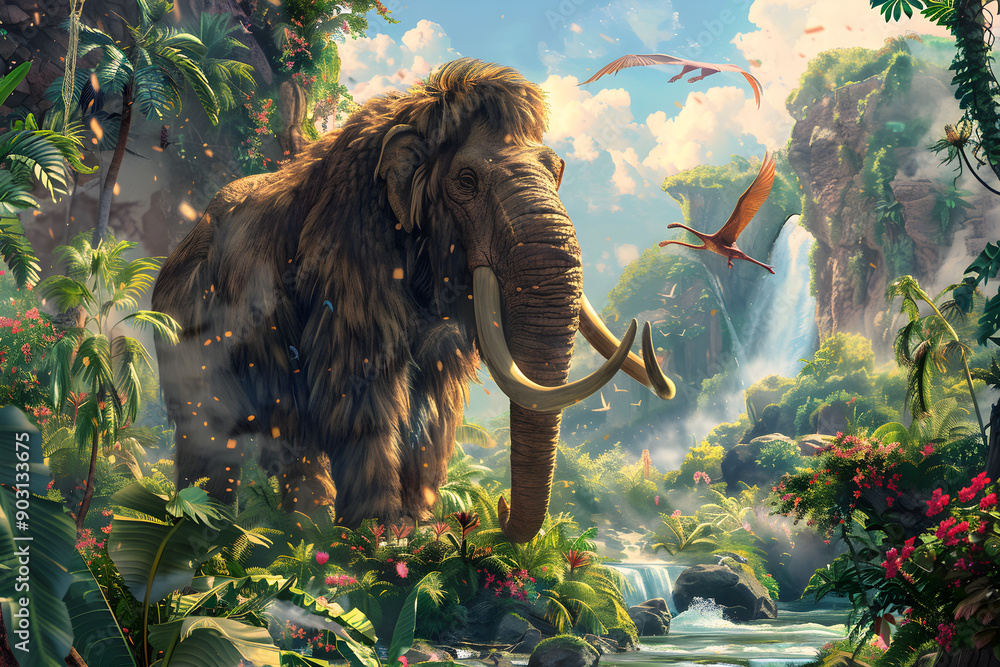 Illustration of Extinct Animals: Woolly Mammoth, Dodo Bird, Saber ...