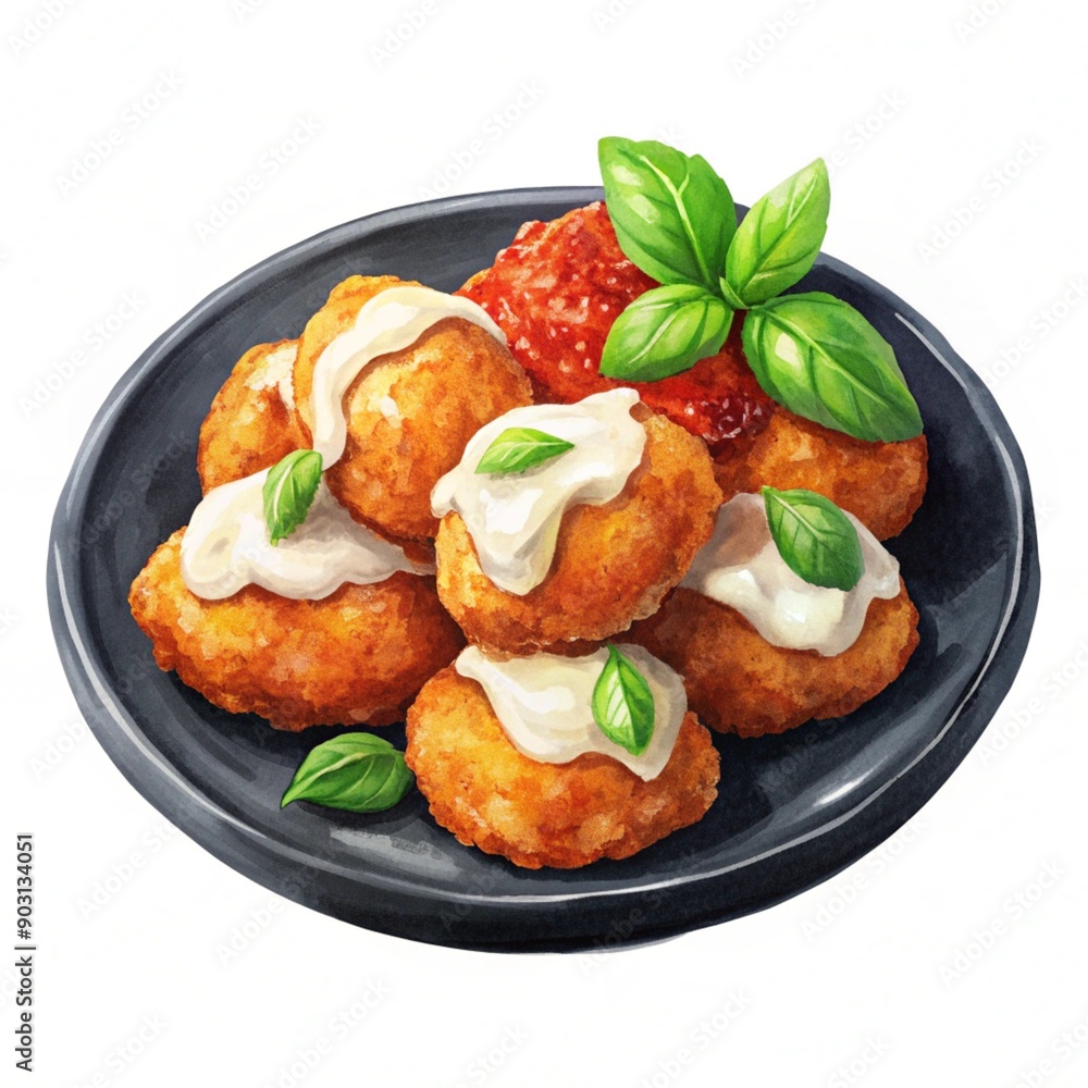 Cute cartoon vector style drawing of chicken nuggets with mozzarella ...