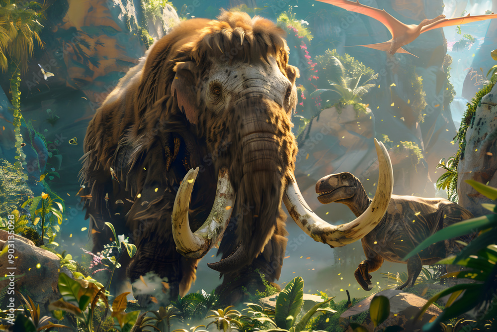 Illustration of Extinct Animals: Woolly Mammoth, Dodo Bird, Saber ...