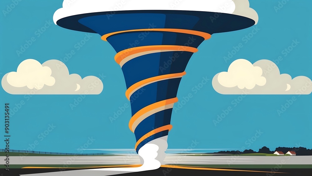 Tornado Illustration, Cartoon Tornado Poster, Tornado Wall Art, Natural ...