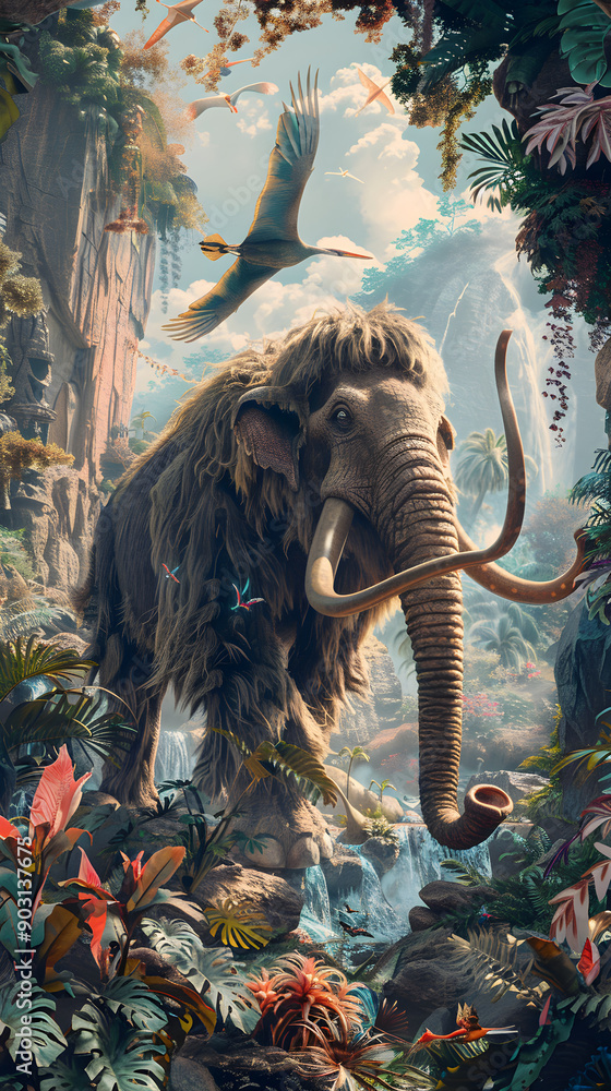 Illustration of Extinct Animals: Woolly Mammoth, Dodo Bird, Saber ...