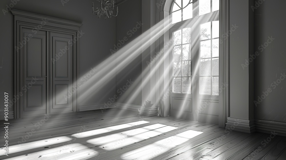 grey shadow studio showcase, shadow sunshine and sunbeam reflection on ...