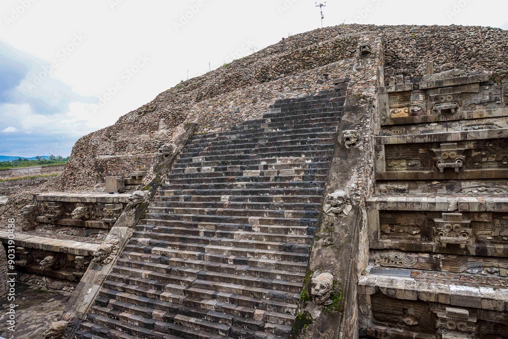 Pyramid of the Feathered Serpent or Quetzalcoatl in the archaeological ...