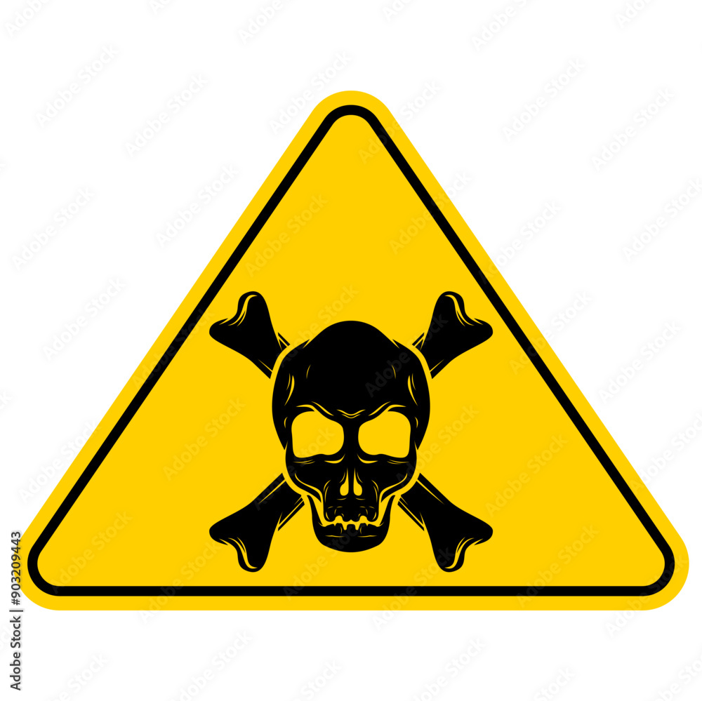 Warning, hazardous symbol featuring a skull icon. Cautionary skull ...