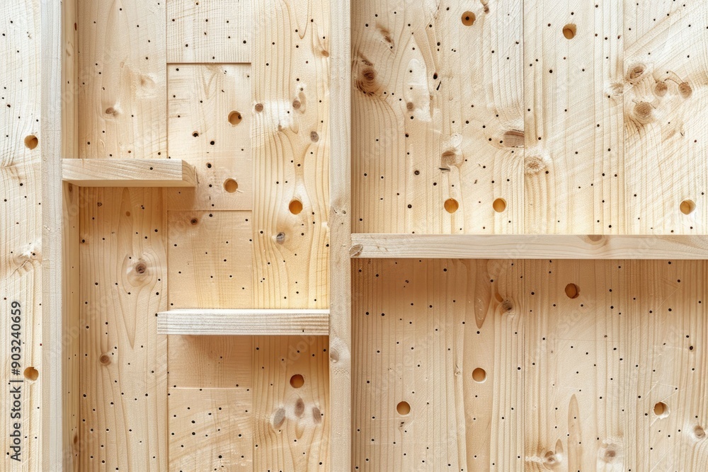 Newly constructed house with unfinished interior with wooden stud ...