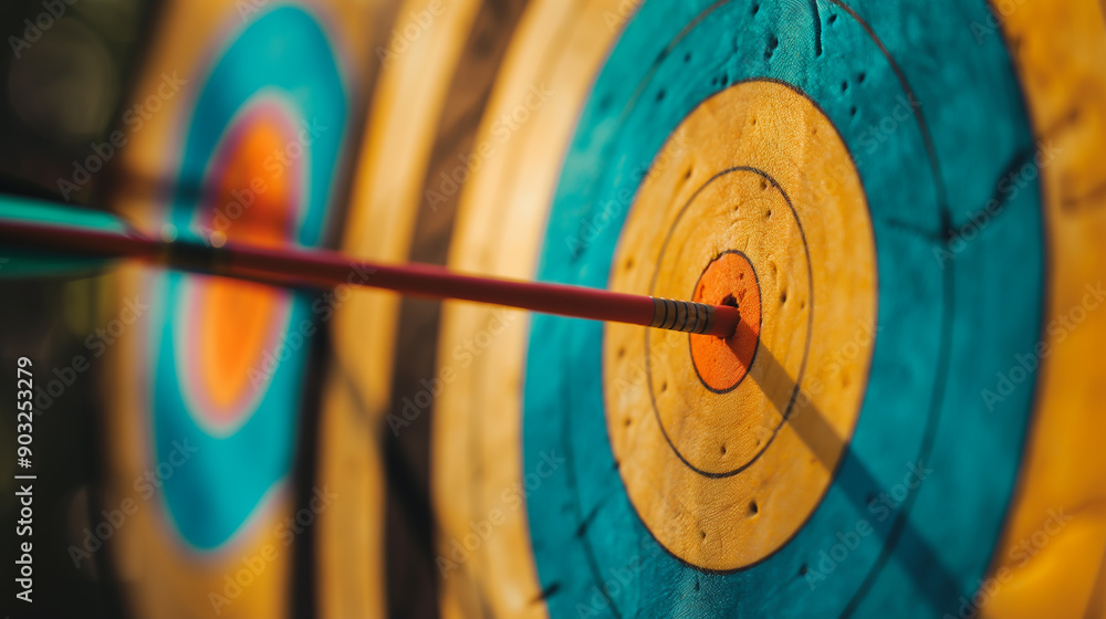 Arrow on Target: A single arrow pierces the bullseye, symbolizing ...