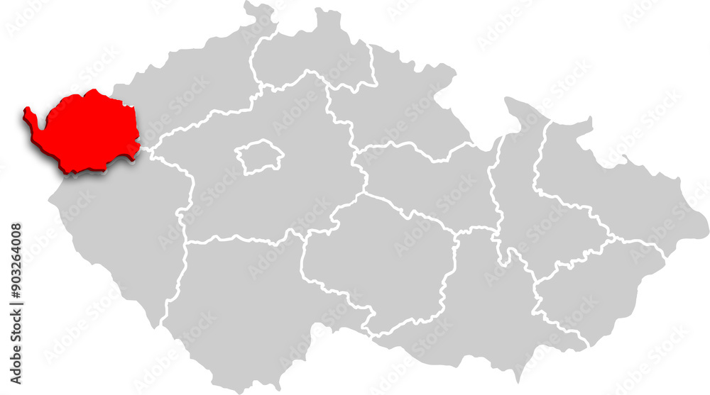 Karlovarský kraj map REGION of CZECH REPUBLIC 3d isometric map Stock Illustration | Adobe Stock