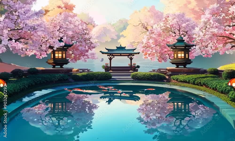 Serene Japanese Garden: A tranquil scene of a traditional Japanese ...