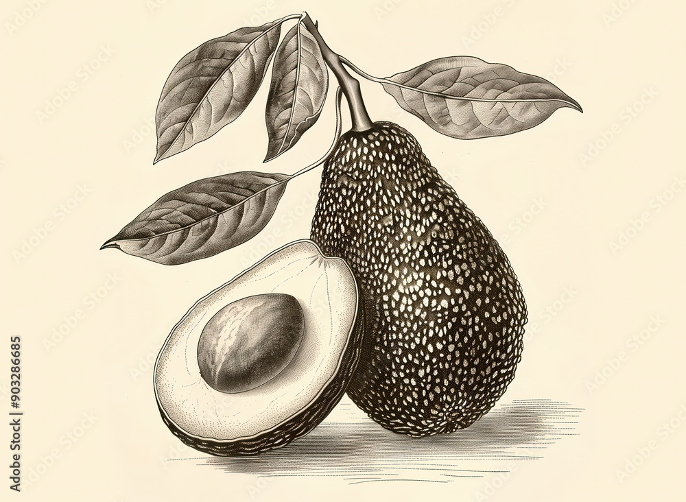 Avocado sketch hand drawn. Healthy food avocado pear illustration ...