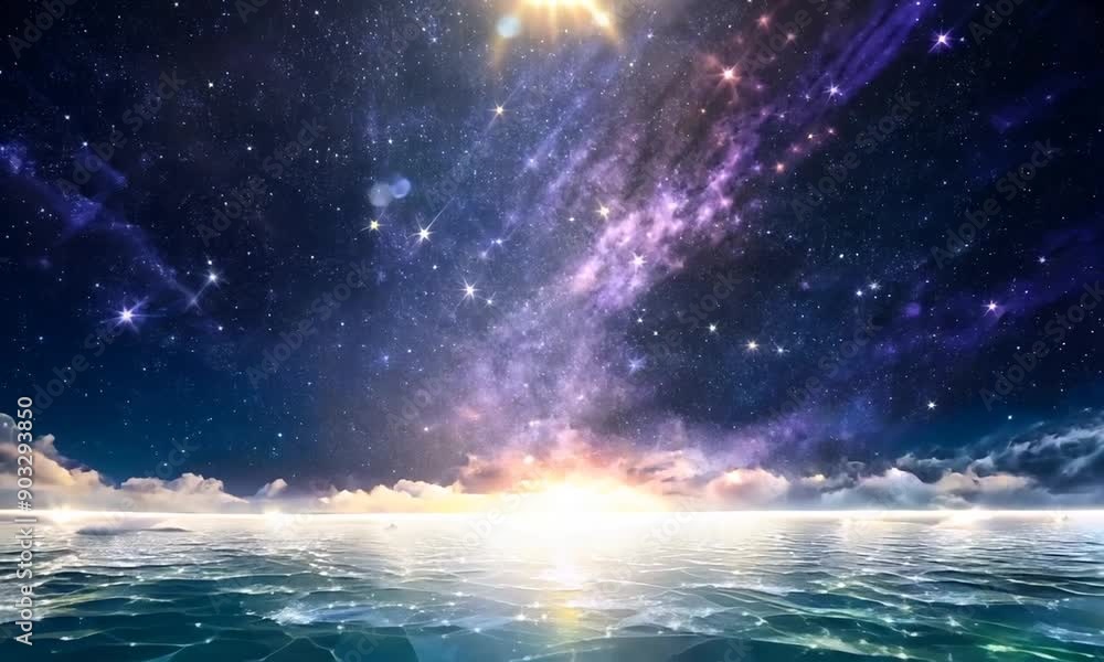 Celestial Horizon: A Dreamy Digital Artwork of a Starry Night Sky with ...