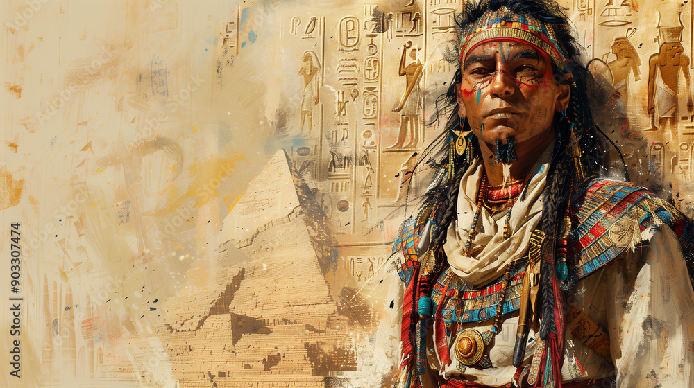 Detailed Illustration of Imhotep as Ancient Egyptian Scholar and ...