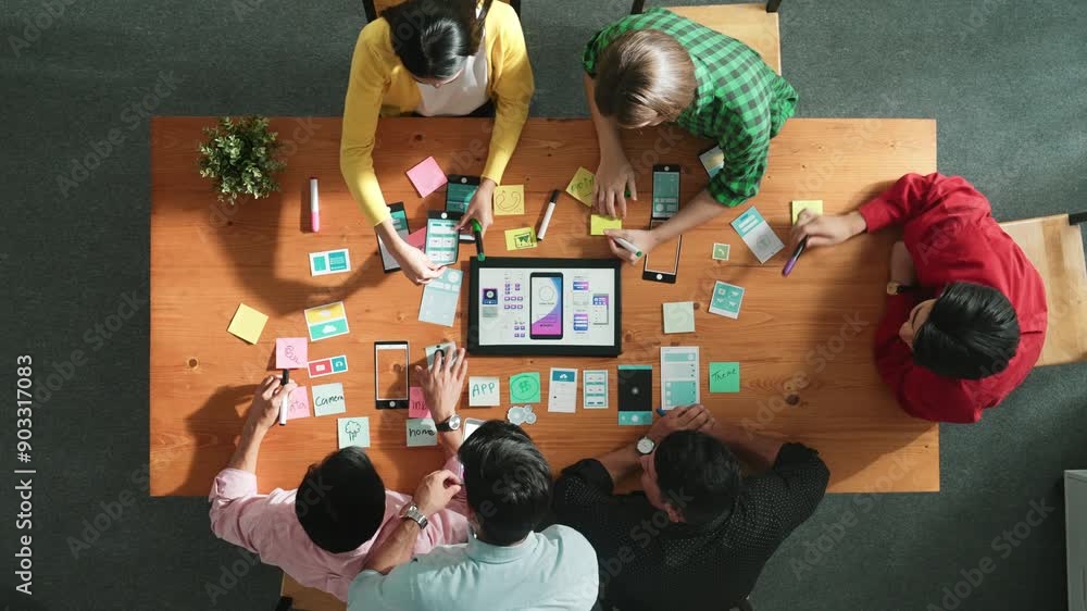 Programmer Sharing Ux Ui Design For Mobile Phone Interface Idea With Software Developer While
