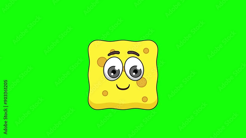 sponge cartoon with a smiling face with heart eyes, emoji emoticon ...
