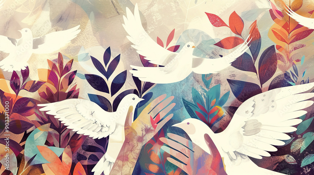 Design a meaningful symbol for Peace Day, capturing the essence of ...