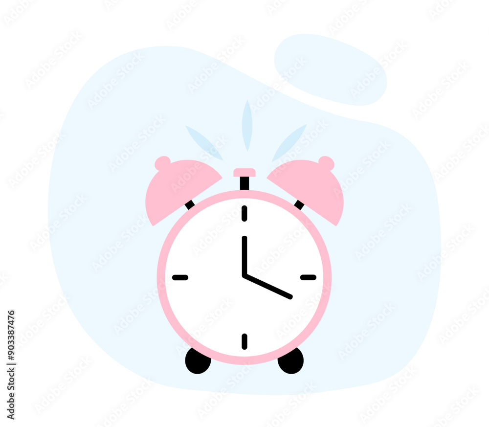 Pink alarm clock. Classical table timer. Sleep, dream, rest and ...