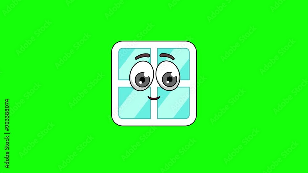 window cartoon character with a saluting face, emoji emoticon animation ...