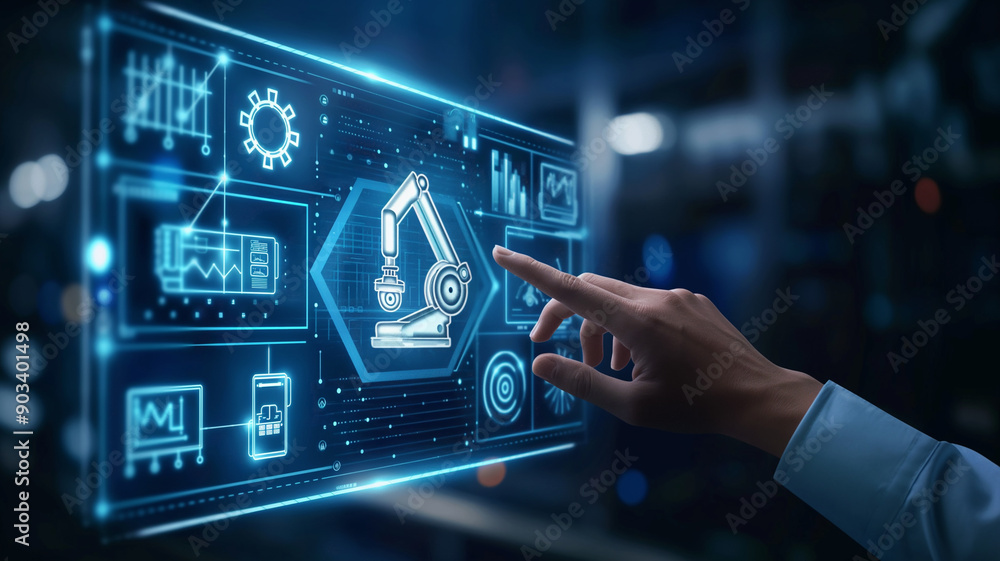 A digital representation of a robotic arm being controlled via a high ...