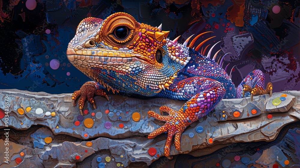 Bring to life the intricate patterns and textures of a horned lizard in ...