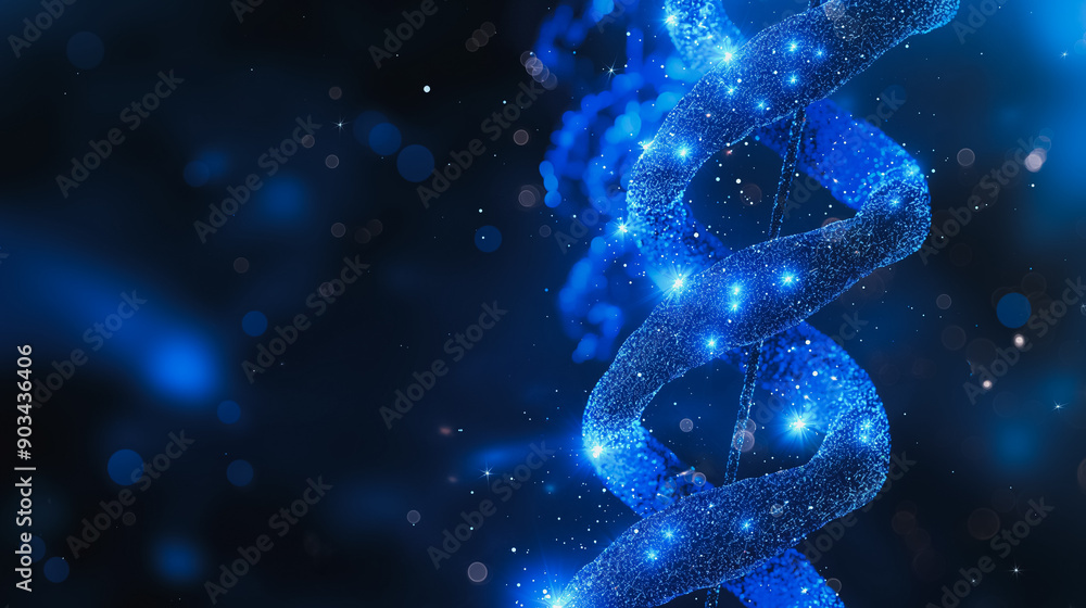 DNA genetic biotechnology on a blue background, featuring chromosome ...