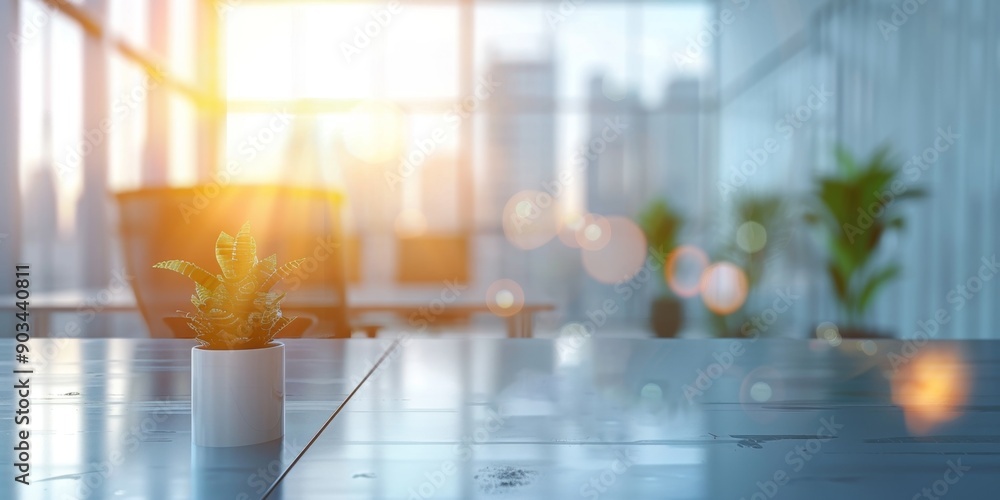 Bright Modern Office Interior: Blurred Background with Panoramic ...