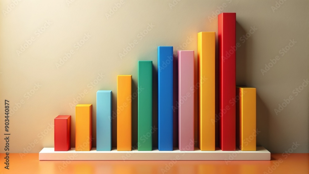 Vibrant bar chart rising from a neutral background, with bold colors ...