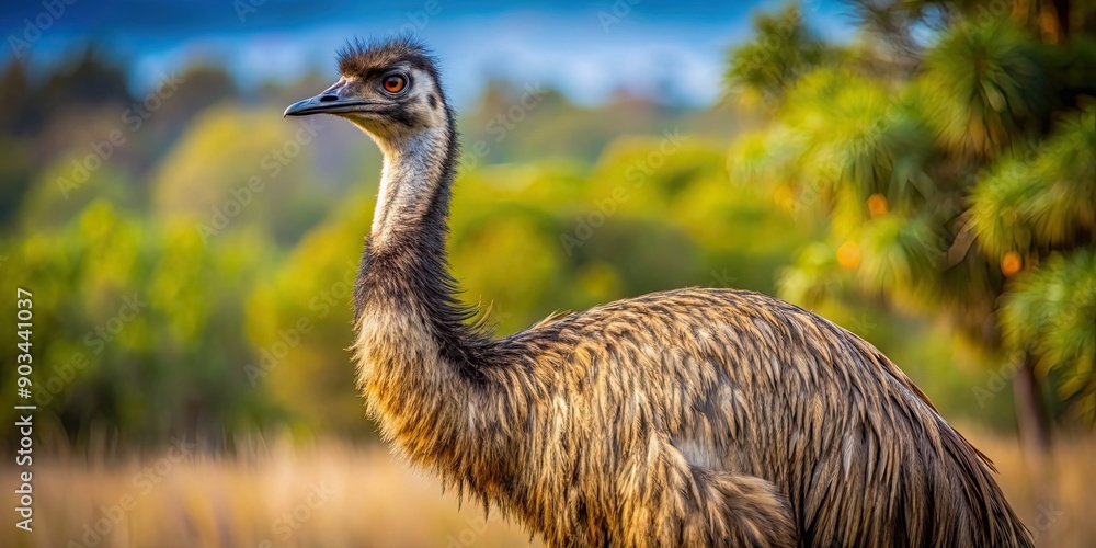 A detailed image of a majestic emu standing tall, showcasing its ...