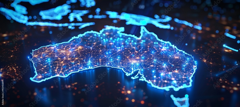 Digital Map of Australia Concept of Global Network and Connectivity ...