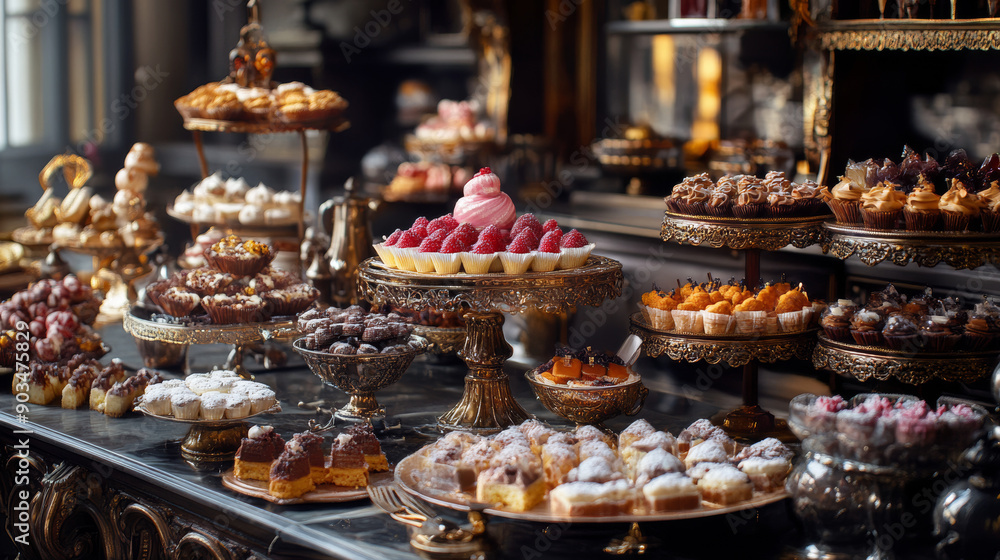 Include historical elements, such as a medieval market stall selling ...