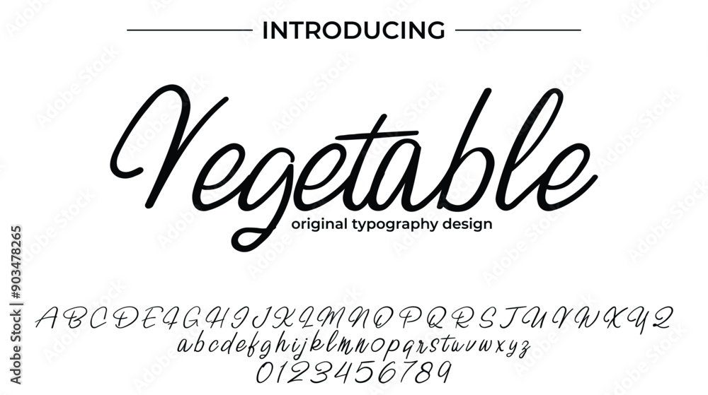 Vegetable Font Stylish brush painted an uppercase vector letters ...