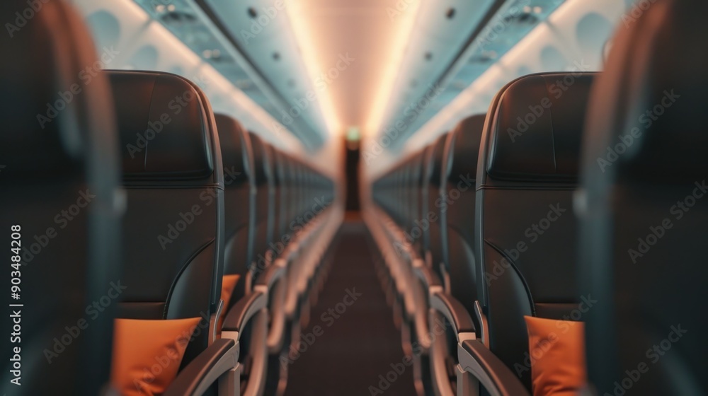 Aisle Seat Access with Passenger Settling Into Their Seat in Airplane ...