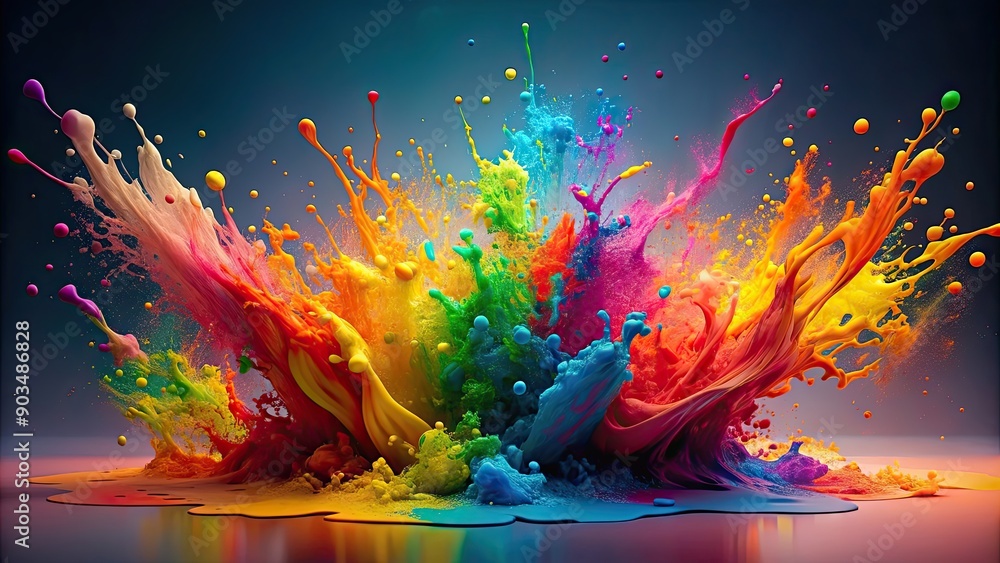 Colorful of a paint splash burst with vibrant pigments and abstract ...