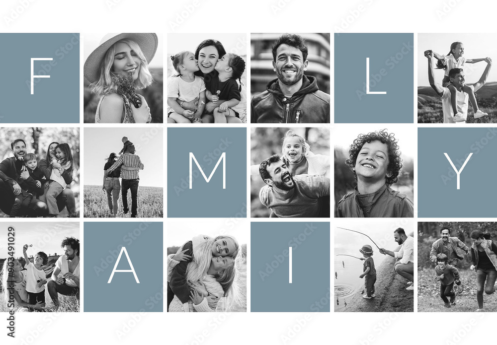 Family Photo Collage Template Stock Template | Adobe Stock