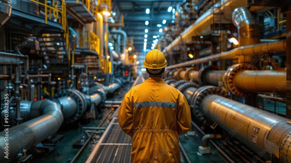 A large factory situated behind an upstream subsea crude oil and gas ...