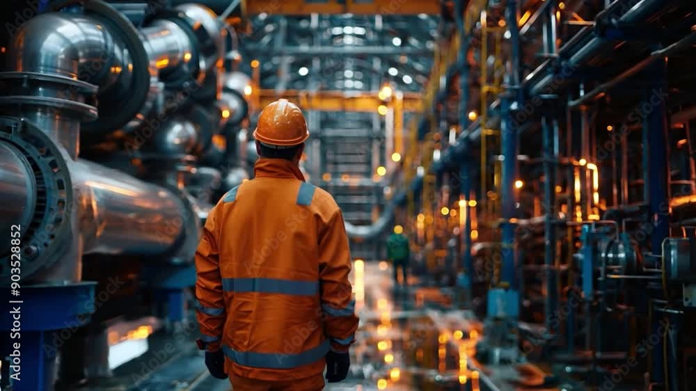 A large factory situated behind an upstream subsea crude oil and gas ...