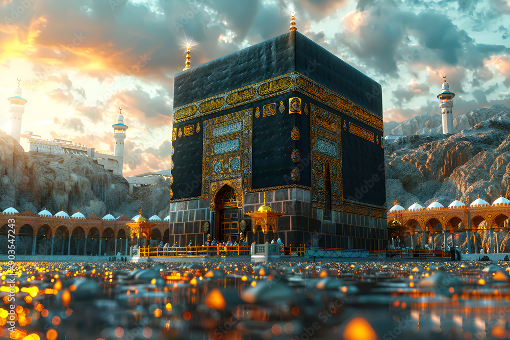 The Kaaba, an Islamic holy shrine located in Mecca, Saudi Arabia, is a ...