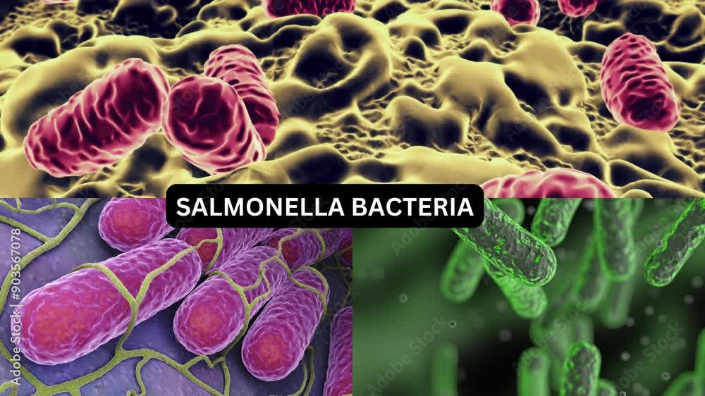 salmonella video animation of 3D render animation. bacterial infection ...