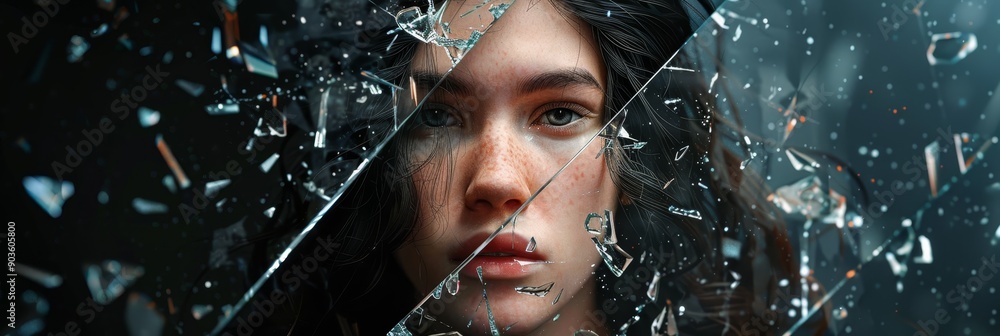 A woman looks directly at the camera with sadness in her eyes as she is ...