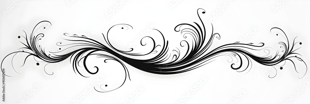 Elegant Flowing Black Cursive Line with Graceful Curves and Swirls ...
