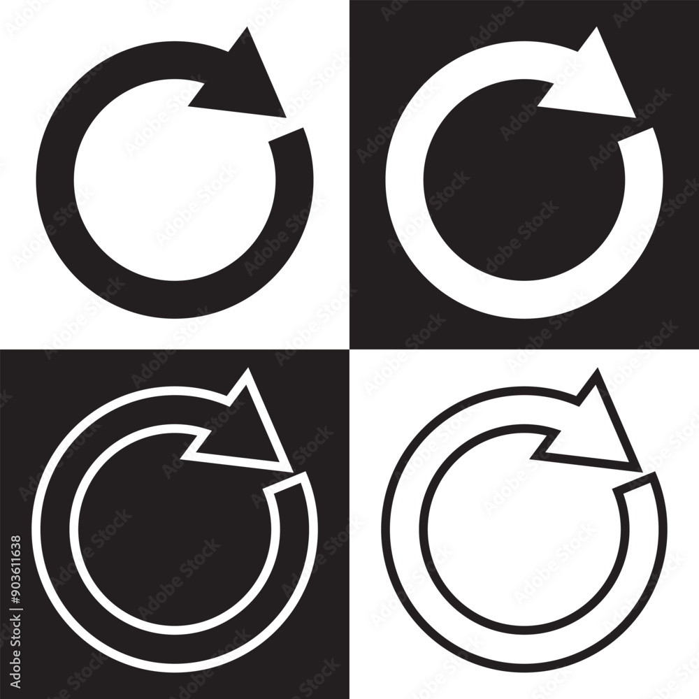 Redo Icon. Back and white or Return Simple Vector Sign Trendy Symbol ...