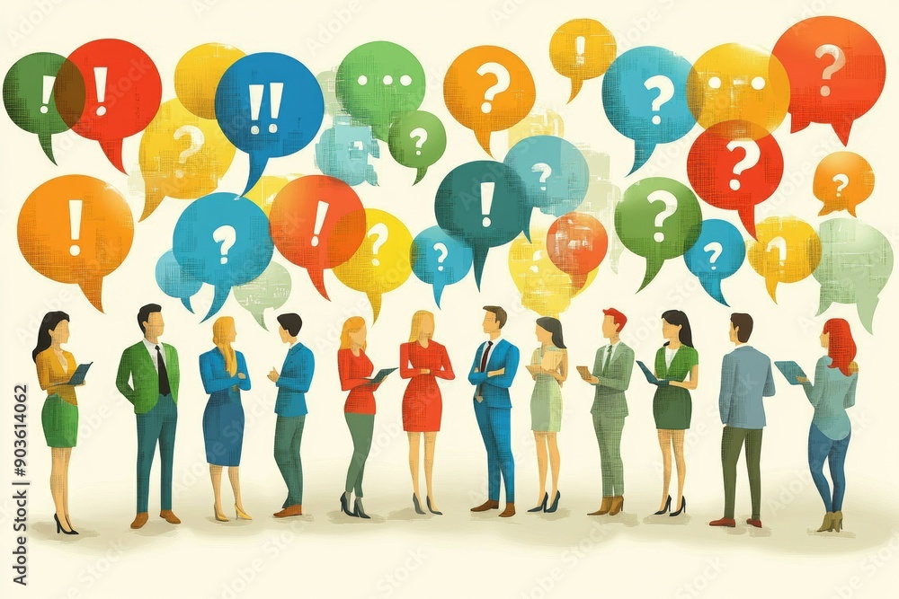 The business discussion to solve problem concept, employees ask ...