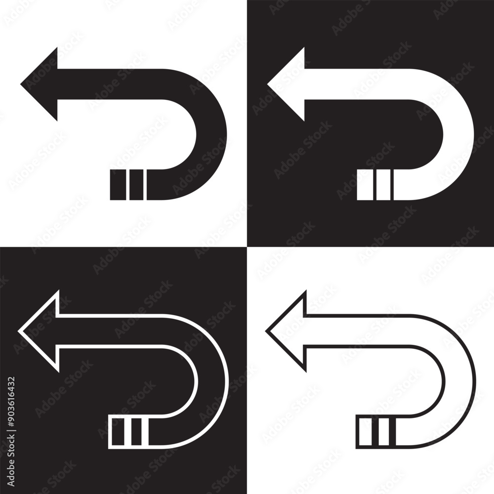 Undo Icon. Back and white or Return Simple Vector Sign Trendy Symbol ...