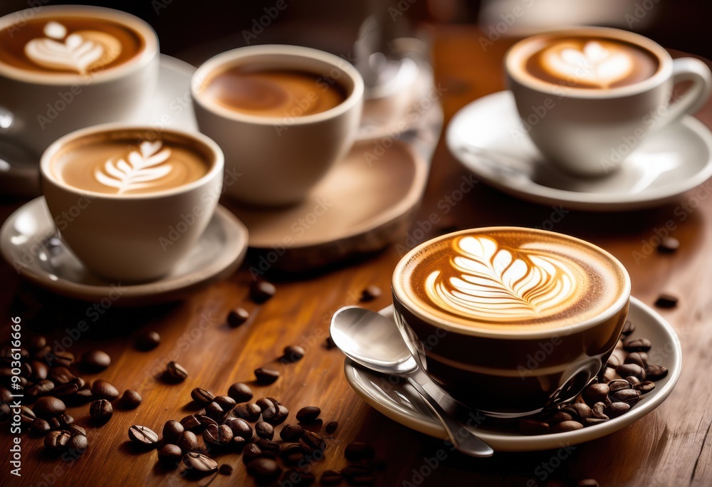 deliciously rich espresso shots surrounded intricate coffee art designs ...