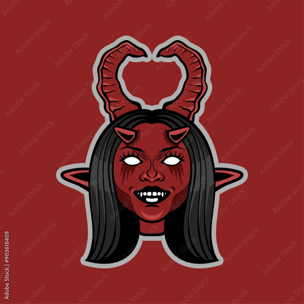 Fiery Demonic Female Mascot: A captivating illustration of a female ...