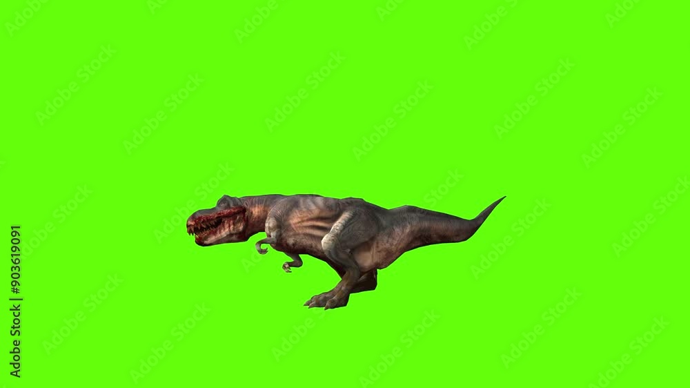 T-rex momma dinosaur kill long green screen animation 3D rendering ...