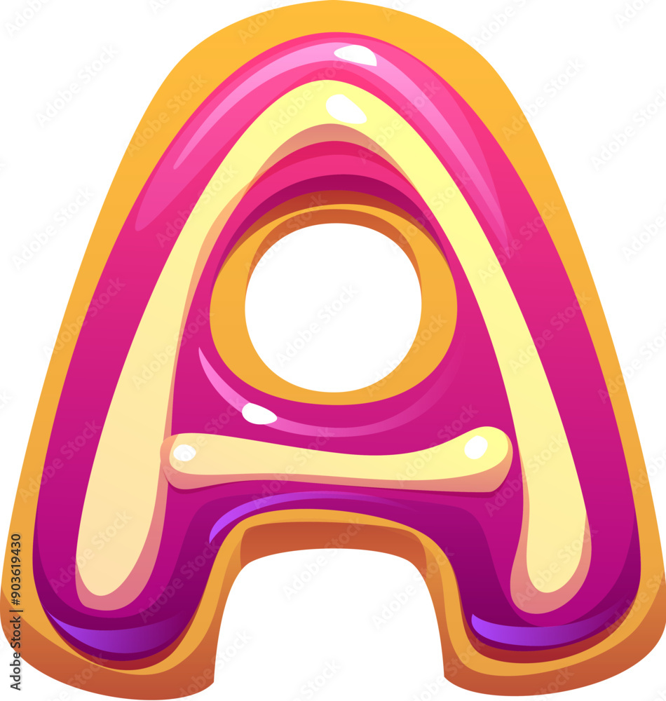 Letter A, cartoon candy and confectionery alphabet, sweets typeface ...