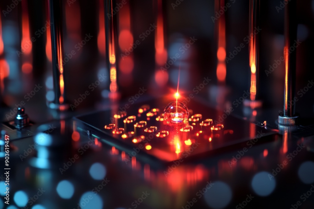 Detailed view of a quantum sensor designed to detect single photons ...