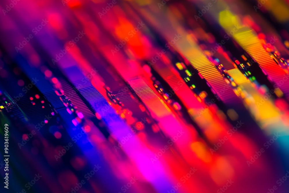 Zoomed-in view of a quantum dot display panel, highlighting the vibrant ...